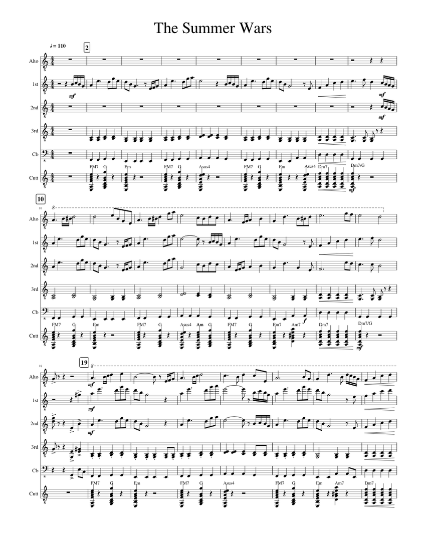 The Summer Wars Sheet music for Contrabass, Guitar (Mixed Ensemble ...