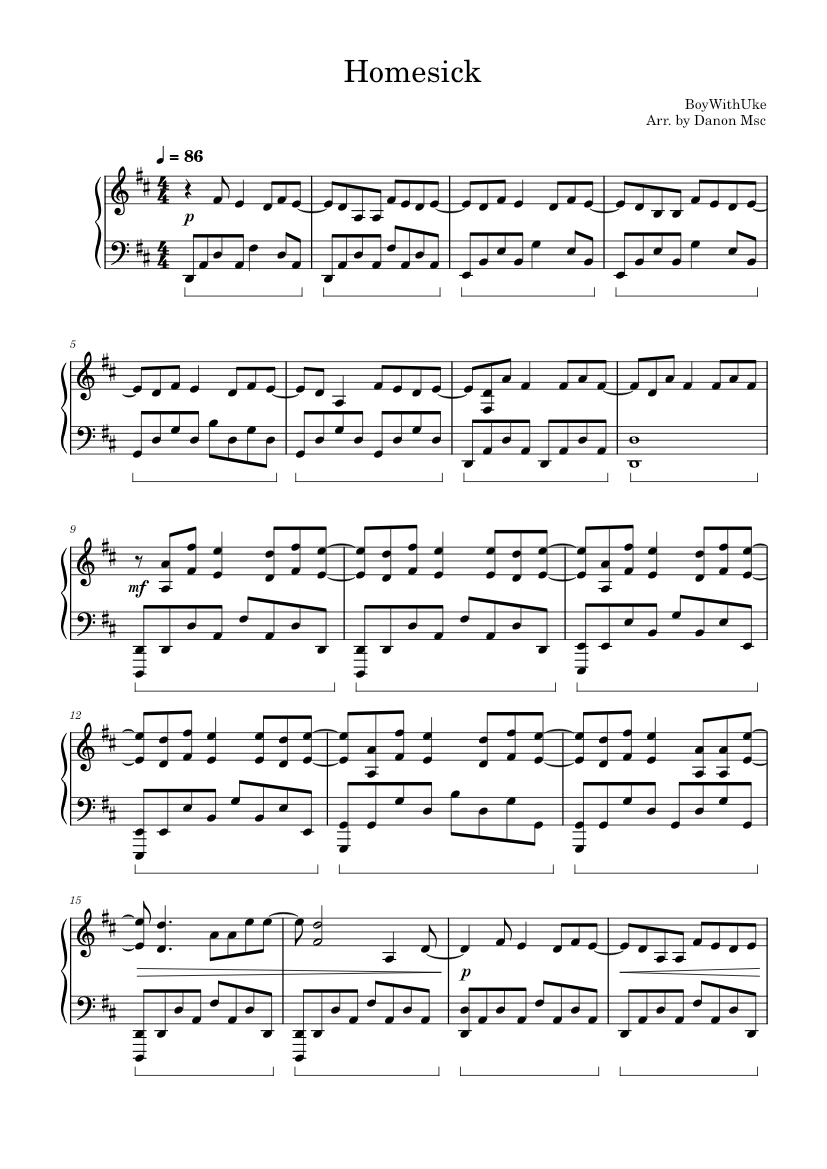 Homesick – BoyWithUke (Full Piano Cover) Sheet music for Piano (Solo ...