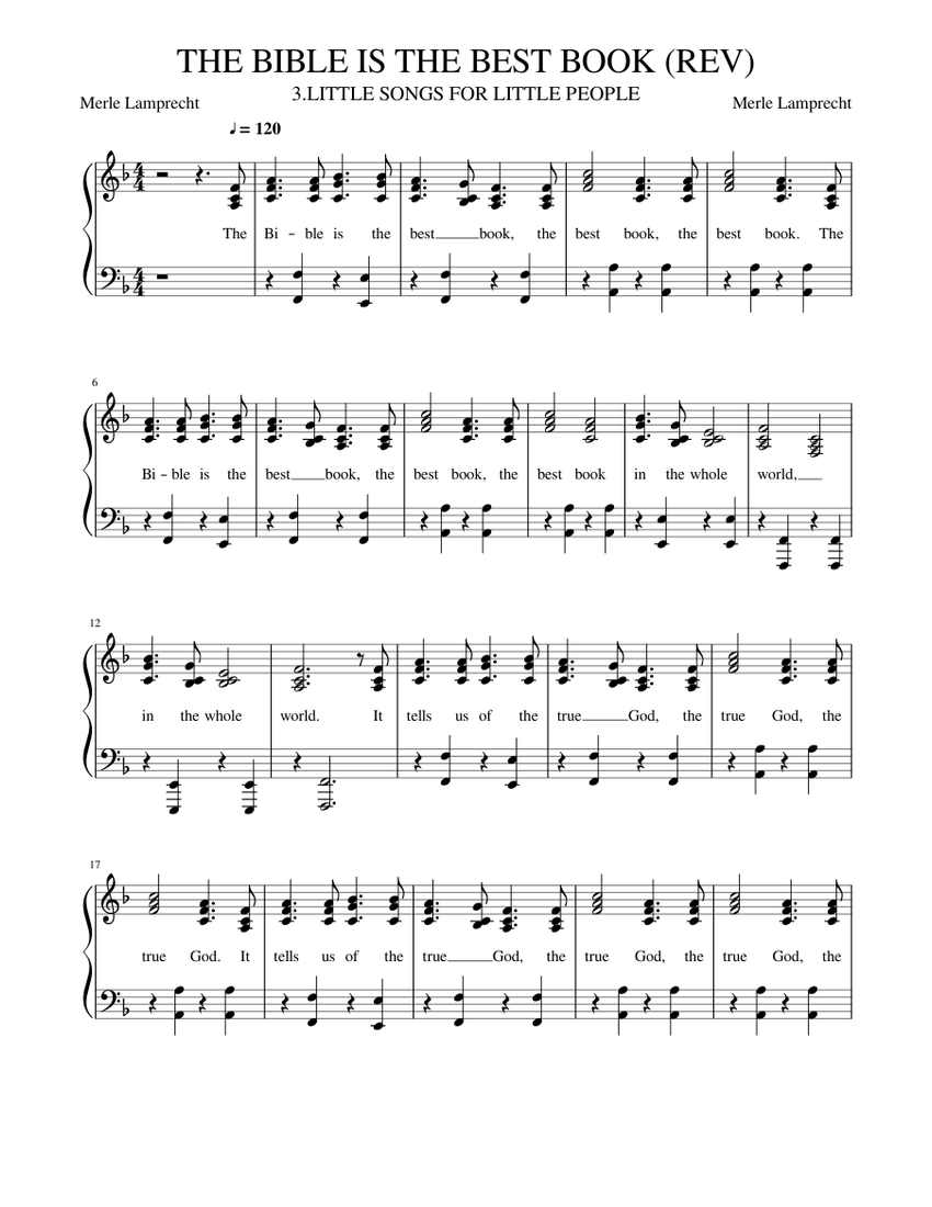 THE BIBLE IS THE BEST BOOK REV Sheet music for Piano (Choral) Easy ...