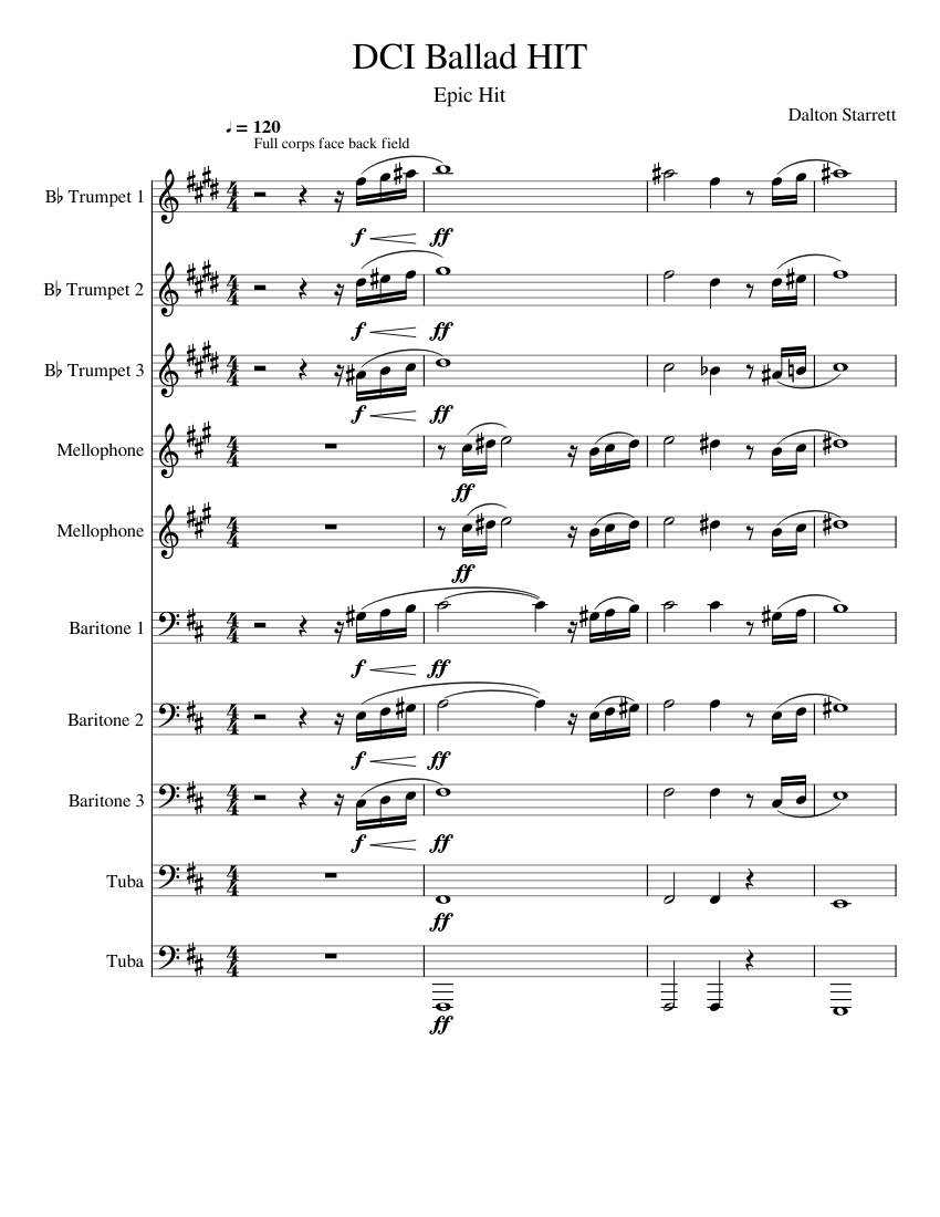 DCI Ballad HIT Sheet music for Tuba, Mellophone, Trumpet in b-flat ...