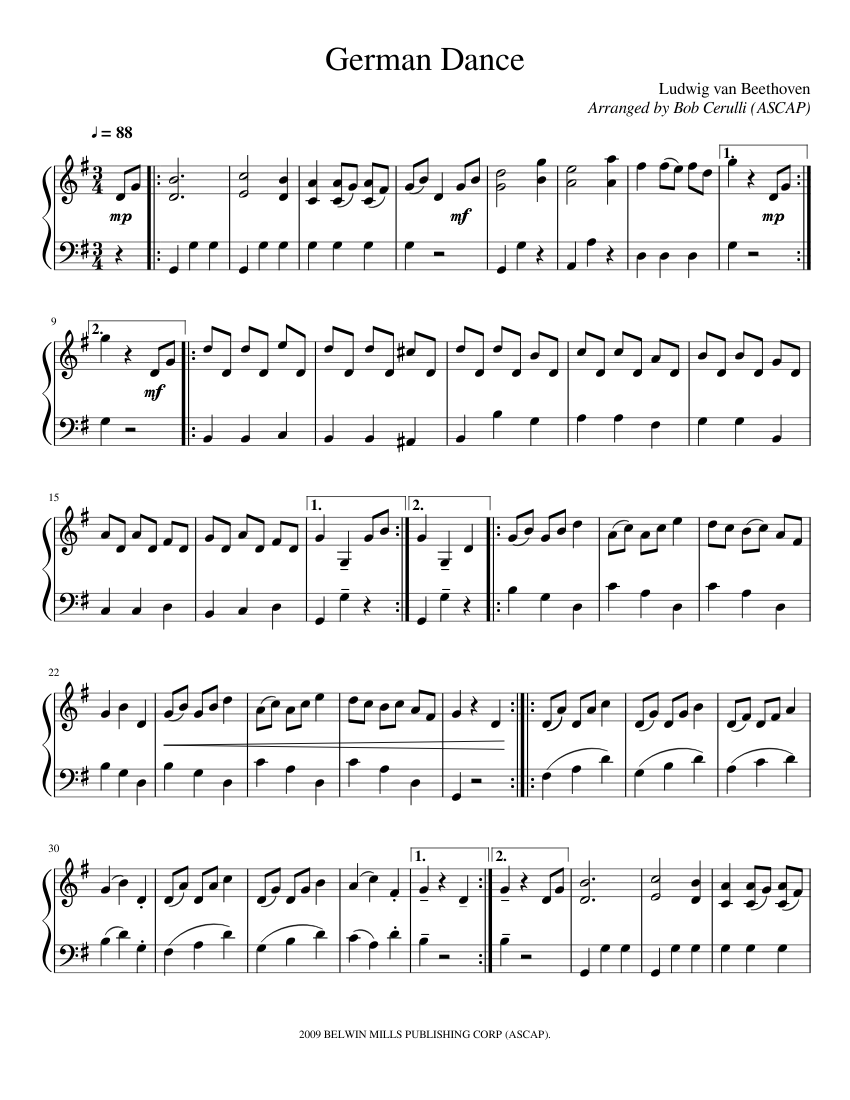 German Dance Sheet music for Piano (Solo) Easy | Musescore.com