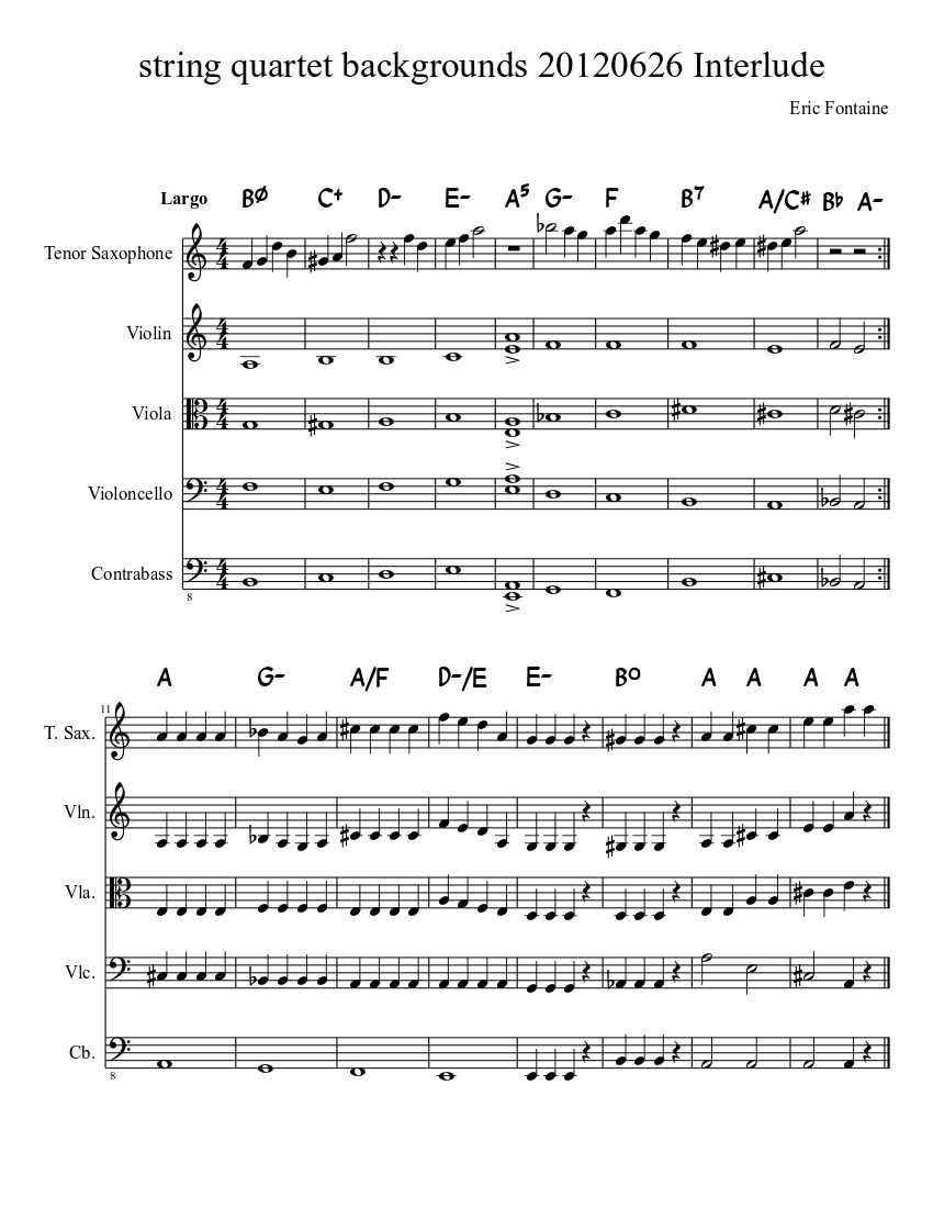 String Quartet Backgrounds 2012-06-26 Interlude Sheet music for Violin ...