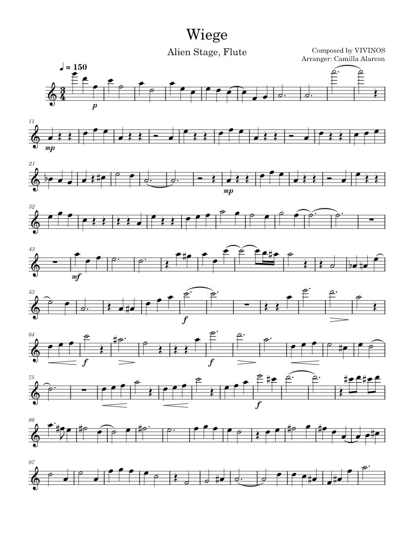 Wiege (VIVINOS - ALNST Original Soundtrack Part.9) – BL8M & 6FU Sheet ...