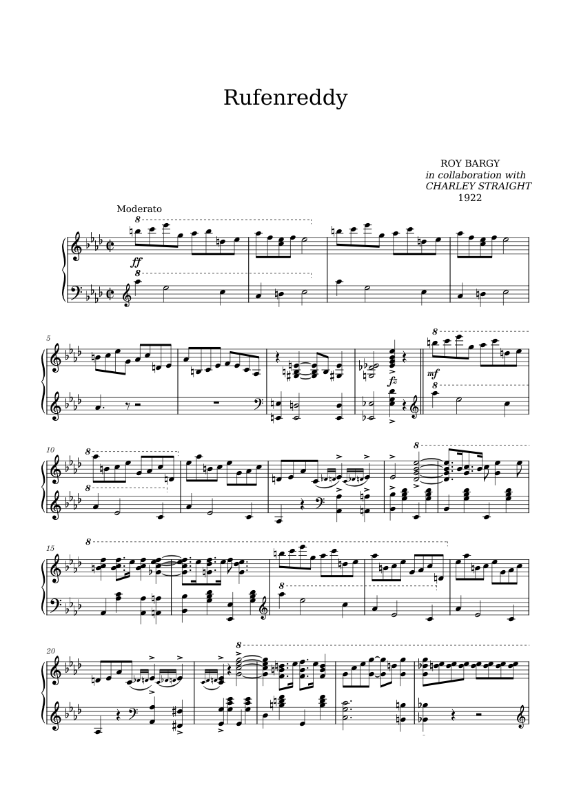 Rufenreddy by Roy Bargy and Charley Straight (1922) Sheet music for ...