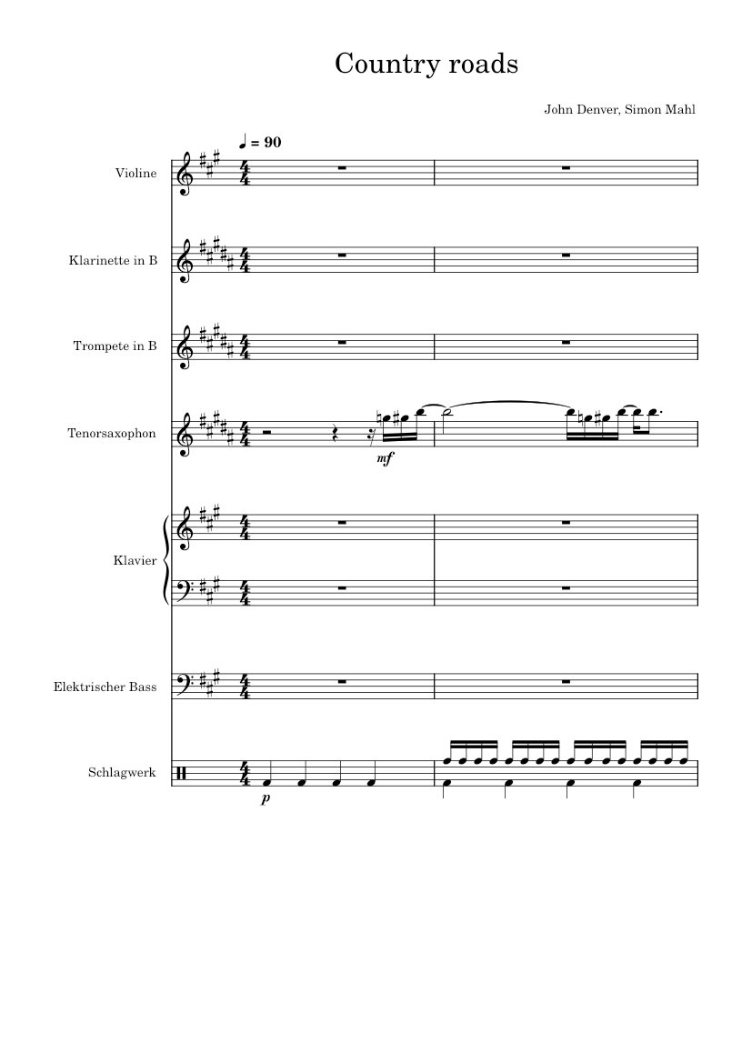 Take Me Home Country Roads John Denver Country Roads Sheet Music For 8416