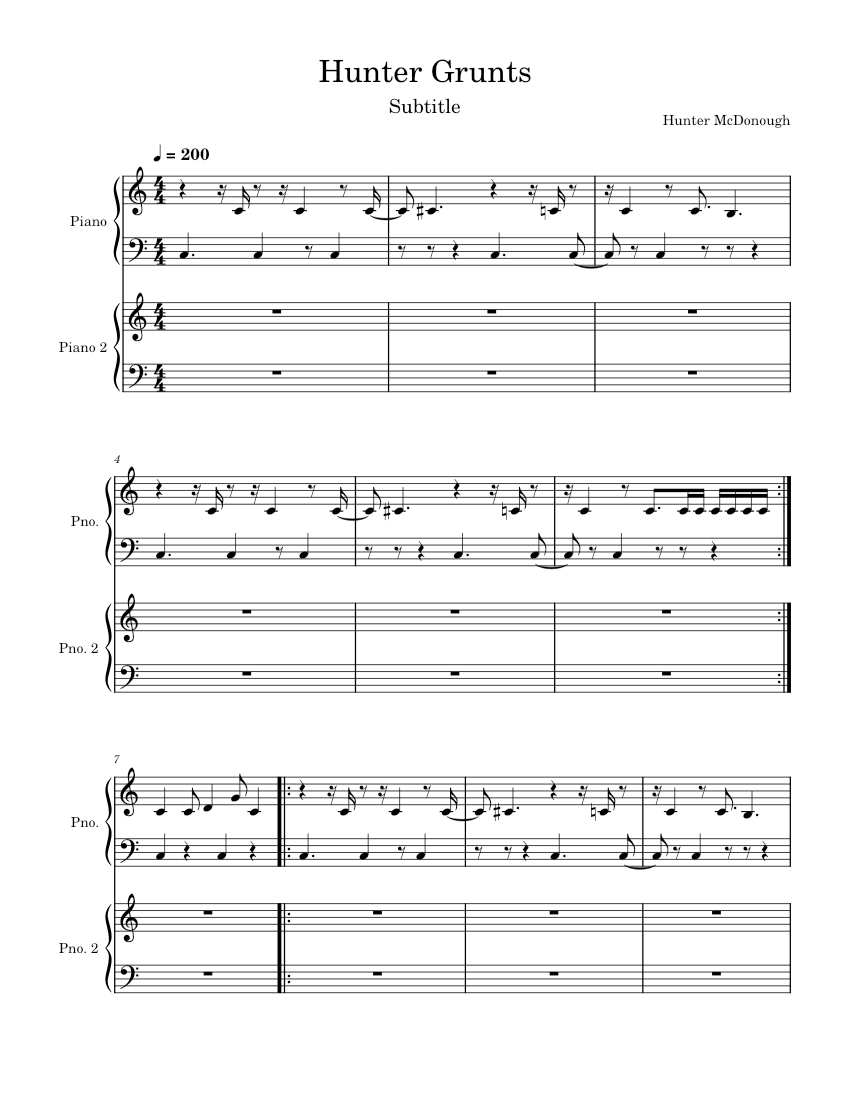 Hunter Grunts Sheet music for Piano (Piano Duo) | Musescore.com