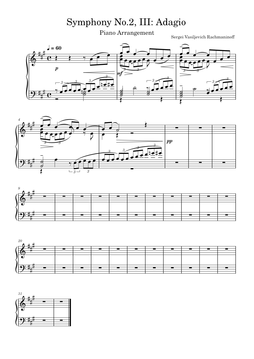 Symphony No.2, Op 27, III. Adagio – Sergei Rachmaninoff Symphony No.2, Op 27, III. Adagio for ...