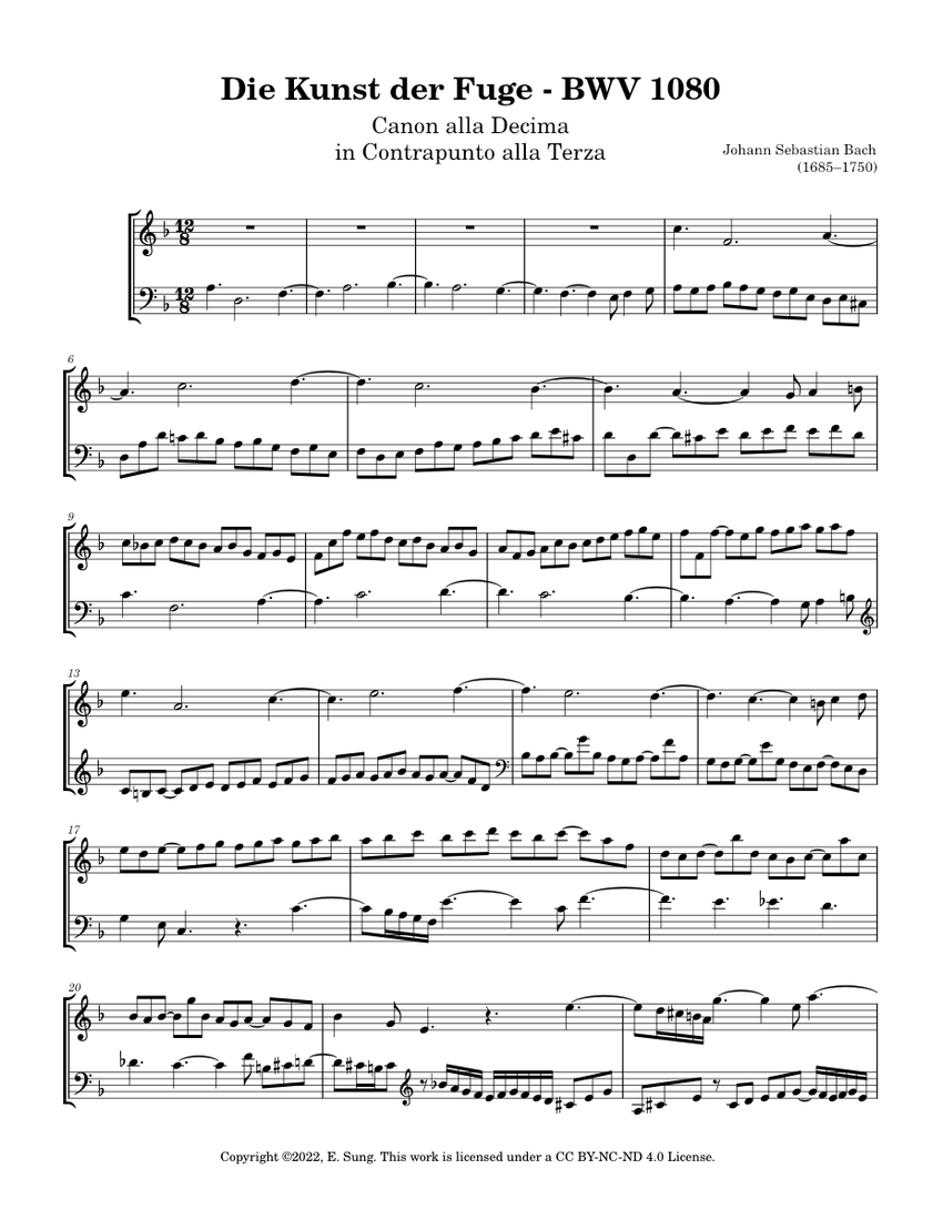 Bach, J.S. - Die Kunst Der Fuge, BWV 1080 - Canon alla Decima in ...