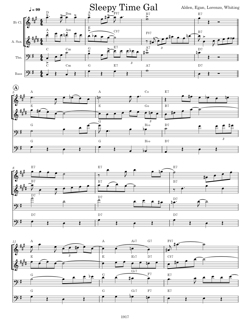 Sleepy Time Gal – Three Horn Frontline Sheet music for Trombone ...