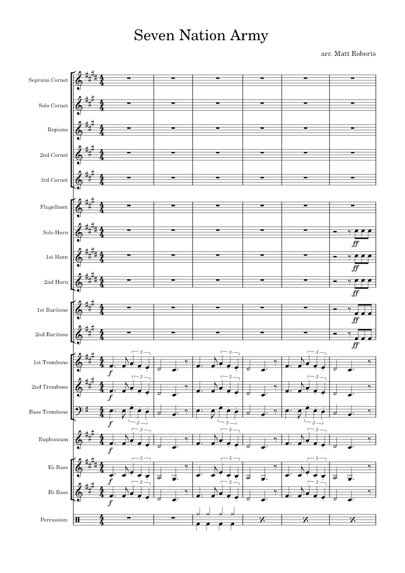 Seven Nation Army Sheet music for Trombone, Tuba, French horn, Bass ...