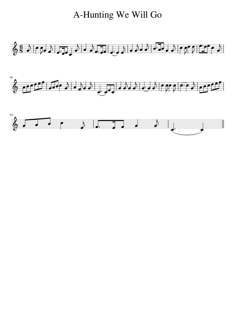 A-Hunting We Will Go Sheet music for Piano (Solo) Easy | Musescore.com