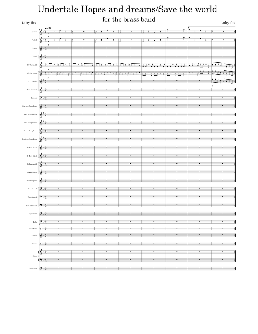 Hopes_and_Dreams_Save_the_World - Toby Fox Sheet music for Trombone, Euphonium, Tuba, Trombone ...