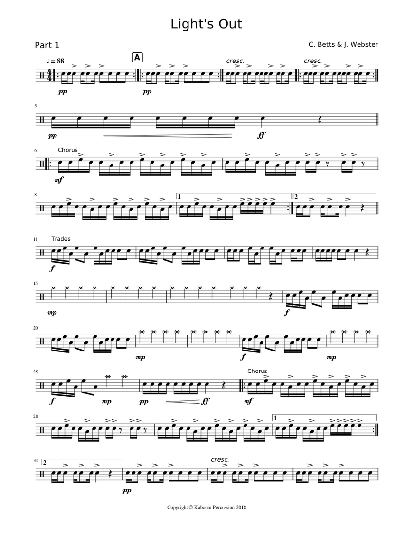 Light's Out part 1 Sheet music for Tenor (Solo) | Musescore.com