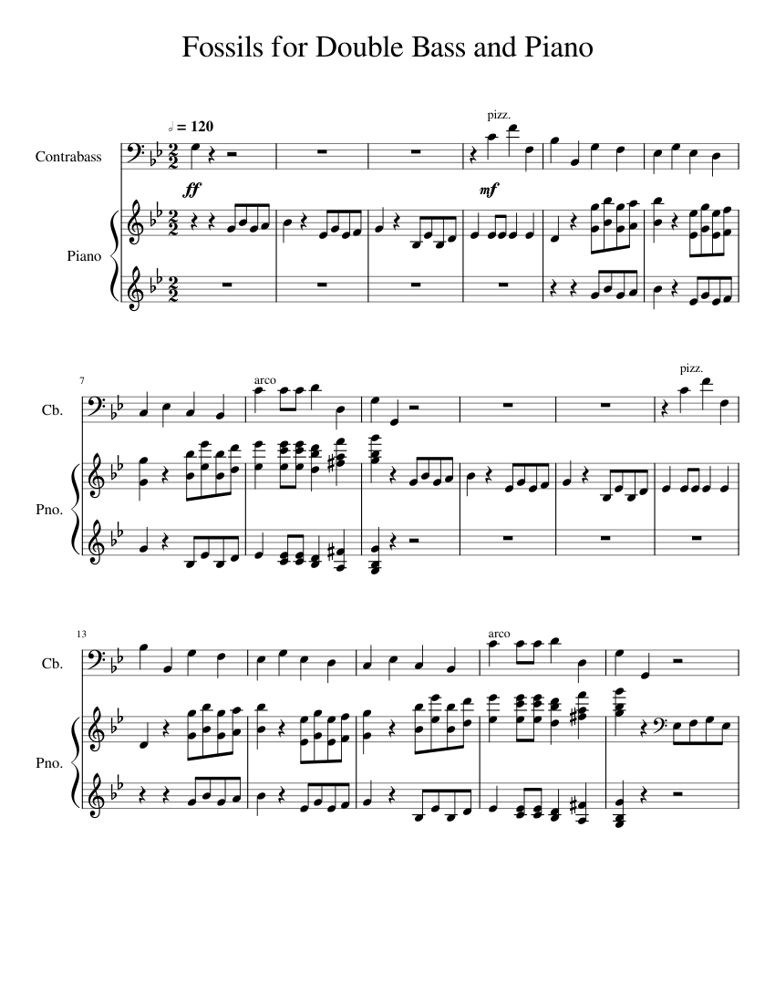 Fossils_for_Double_Bass_and_Piano Sheet music for Piano, Contrabass ...