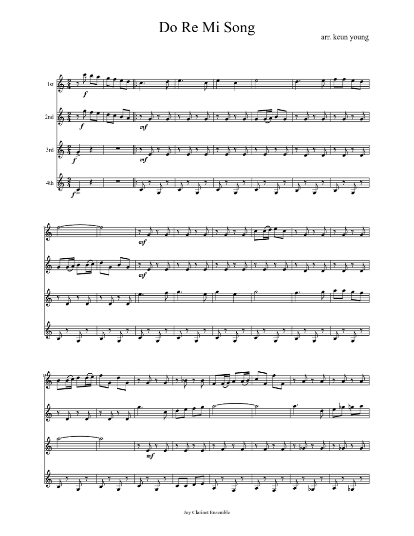 DoReMi Song Sheet music for Woodwinds (Other) (Mixed Quartet ...