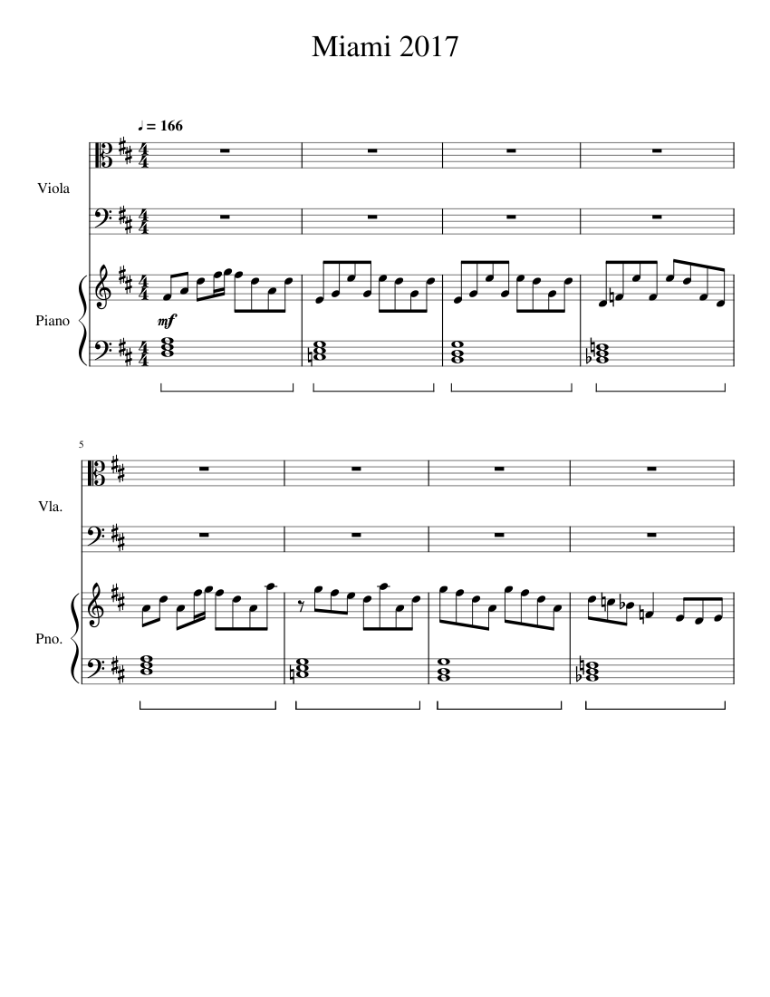 Miami 2017 Sheet music for Piano, Viola (Solo) | Musescore.com