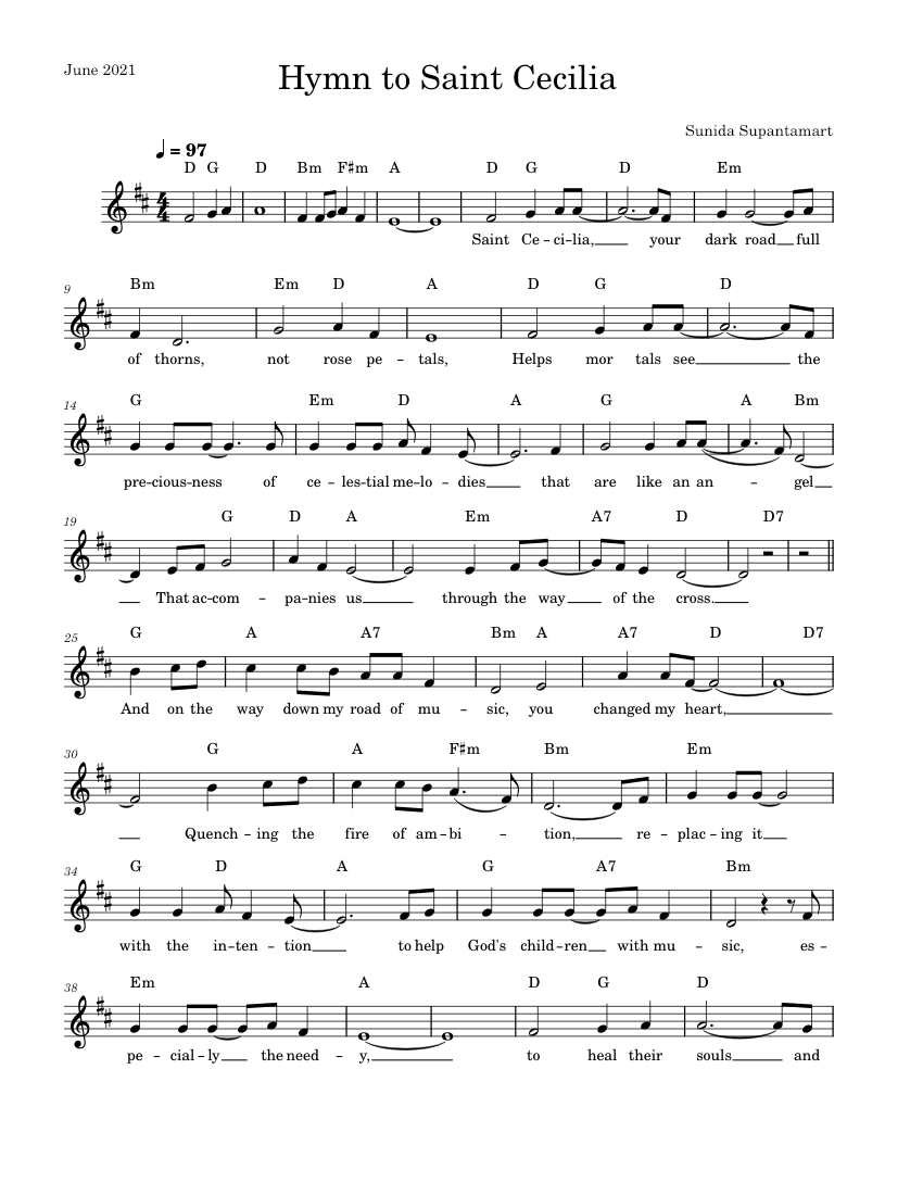 Hymn to Saint Cecilia Sheet music for Piano (Solo) | Musescore.com