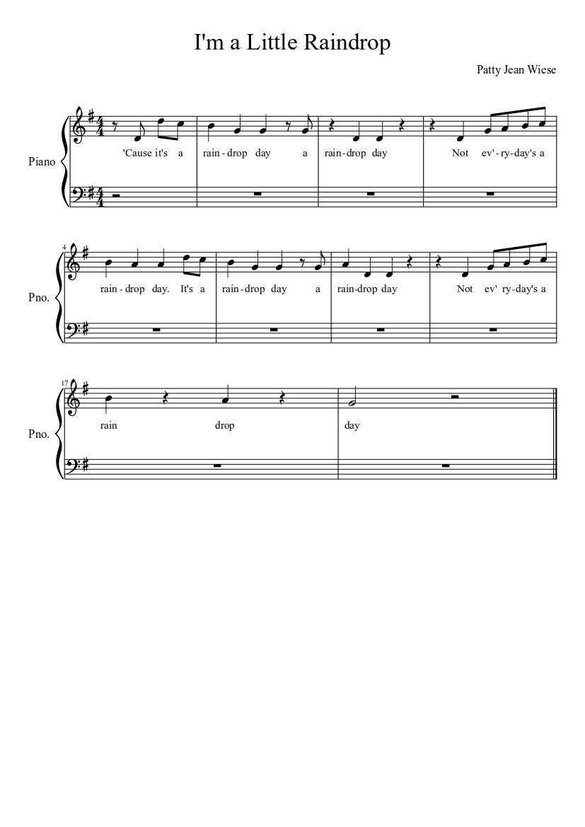 I'm a Little Raindrop Sheet music for Piano (Solo) Easy | Musescore.com