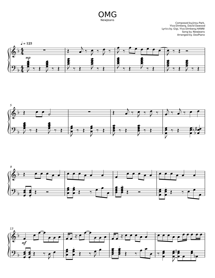 OMG - NewJeans Sheet music for Piano (Piano Duo) | Musescore.com