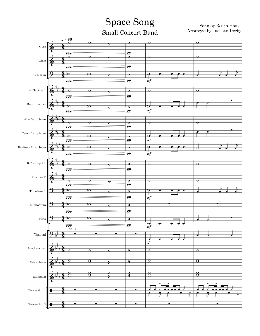 Space Song | Small Concert Band Sheet music for Trombone, Tuba, Flute ...