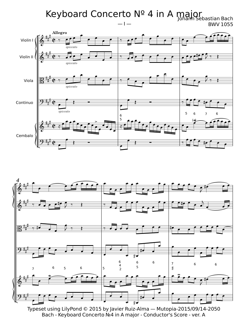Harpsichord Concerto No.4 in A major, BWV 1055 - Johann Sebastian Bach ...