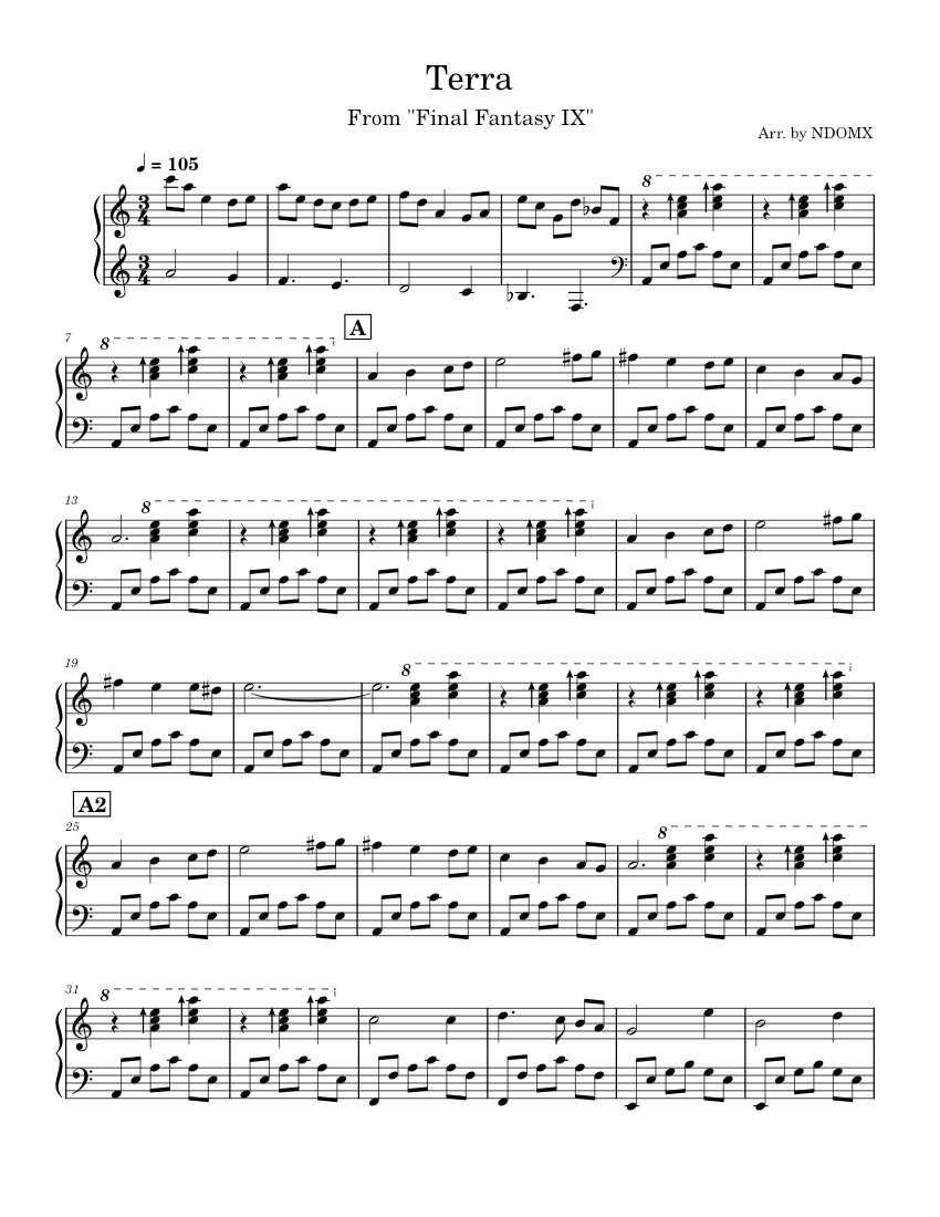 Final Fantasy IX - Terra – Nobuo Uematsu Sheet music for Piano (Solo ...