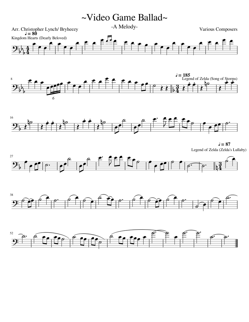Video Game Melody Sheet music for Trombone tenor (Solo) | Musescore.com