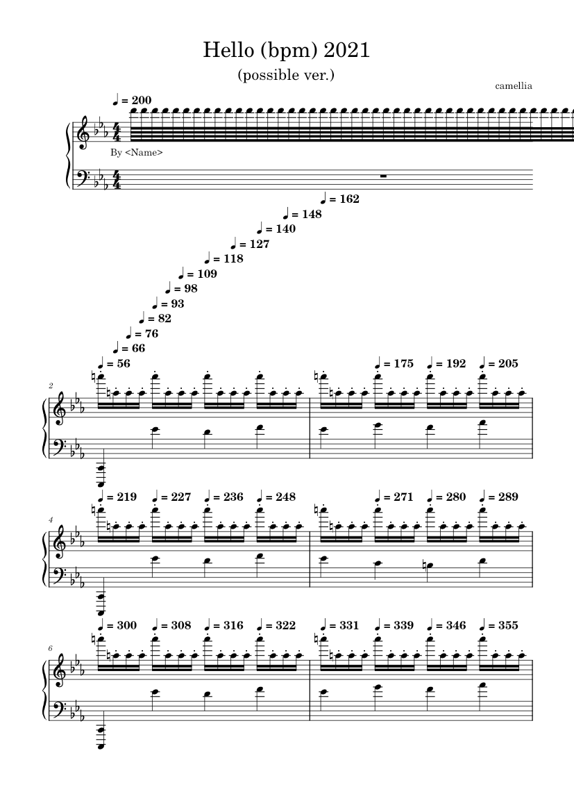 Hello 2021 (bpm) – Camellia (Ft. Nanahira) Hello bpm 2021 Sheet Music for Piano (Solo ...