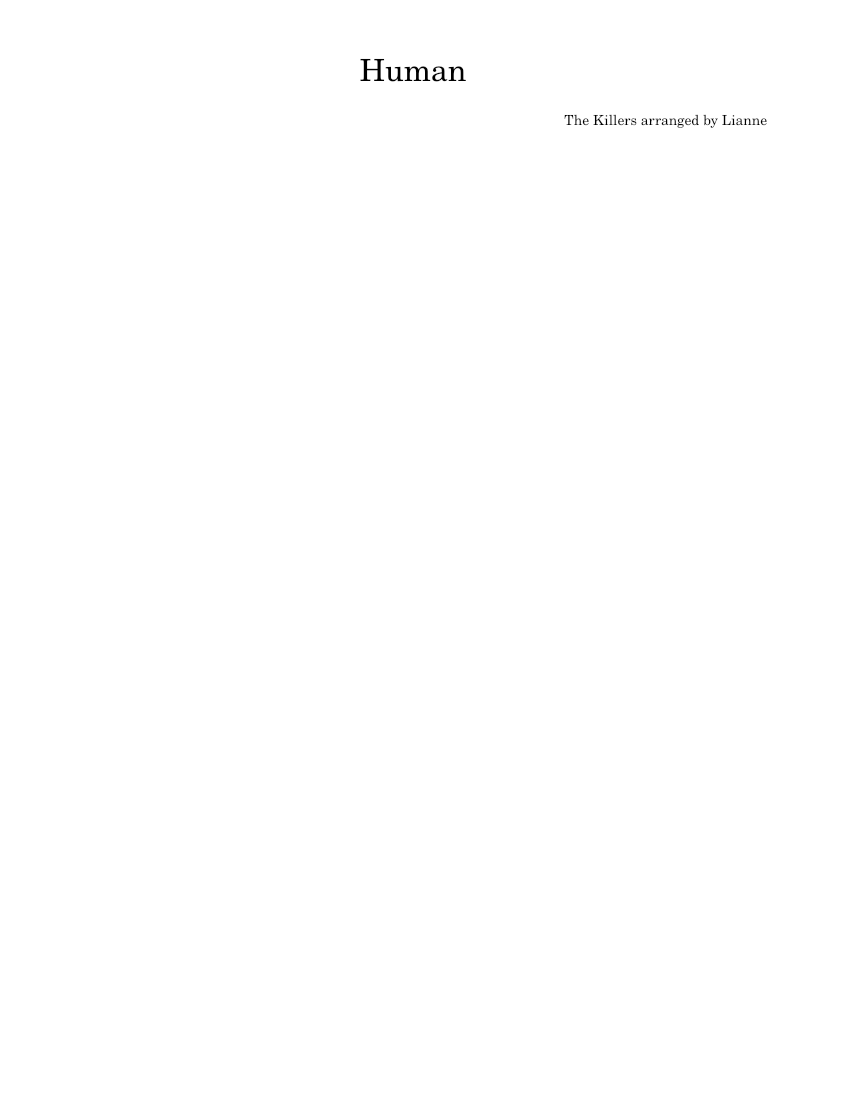 Human – The Killers Sheet music for Piano, Vocals, Clarinet in b-flat ...