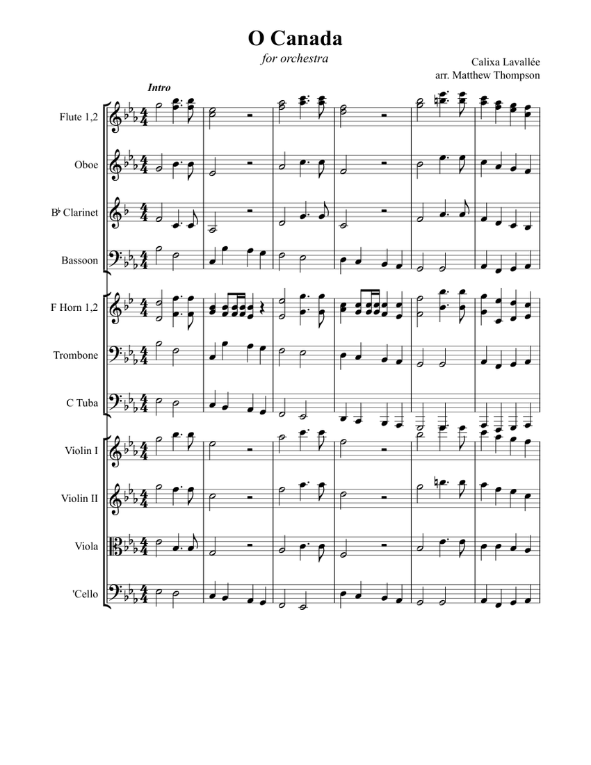 O Canada Sheet music for Trombone, Flute, Cello, Tuba & more ...