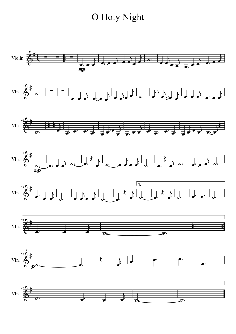 O Holy Night Sheet Music Violin