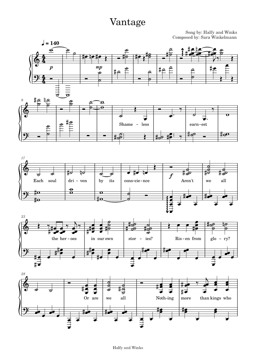Vantage – Halfy and Winks Sheet Music for Piano (Solo) | MuseScore.com