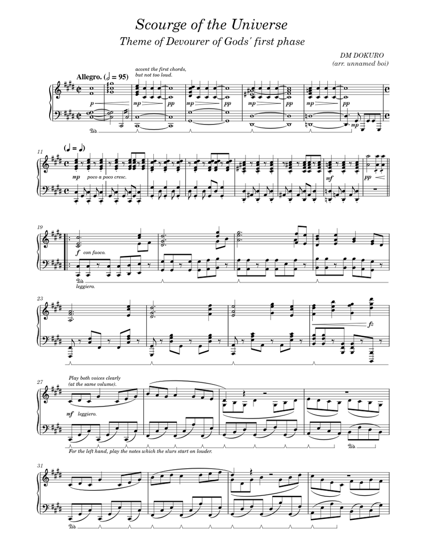 Calamity Mod OST | DM DOKURO - Scourge of the Universe | Piano solo Sheet music for Piano (Solo ...