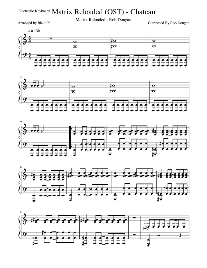 Matrix Reloaded (OST) - Chateau Sheet music for Synthesizer (Solo ...