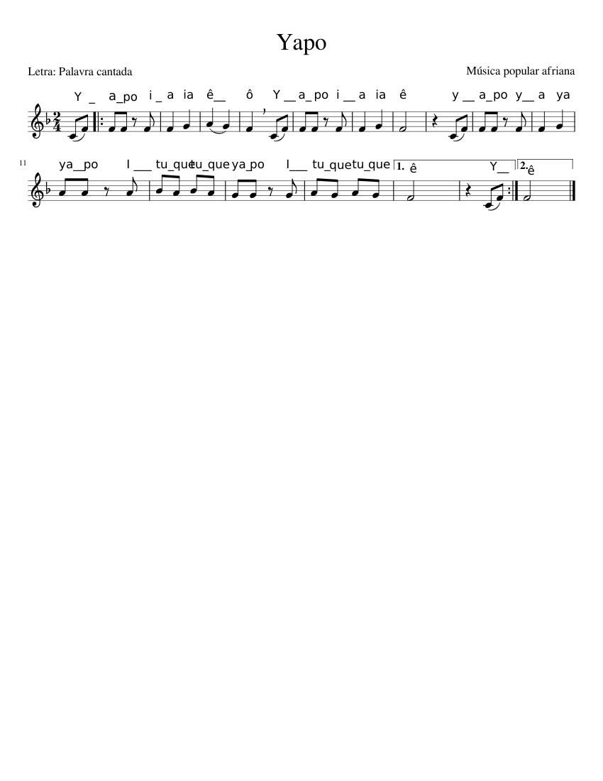 Yapo Sheet music for Vocals (Solo) | Musescore.com