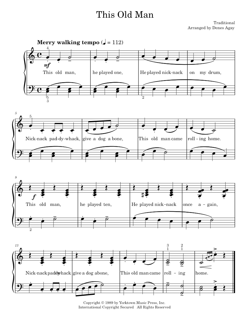 This old man Sheet music for Piano by Misc tunes Official | MuseScore.com