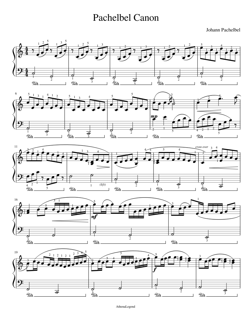Pachelbel Canon Sheet music for Piano (Solo) Easy | Musescore.com