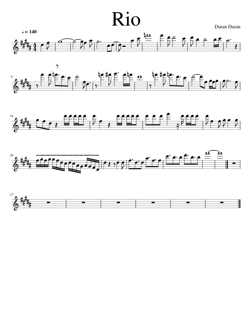 Rio Solo Sheet music for Saxophone (Tenor) (Solo) | Musescore.com
