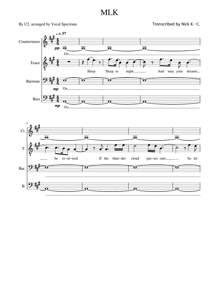 MLK Sheet music for Tenor, Bass voice, Baritone, Voice (other) (Choral ...