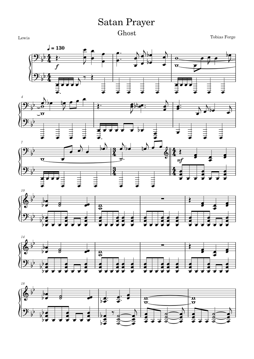 Satan prayer – Ghost Sheet Music for Piano (Solo) | MuseScore.com