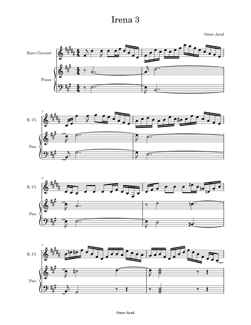 happy birthday Irena Sheet music for Piano, Clarinet bass (Solo ...