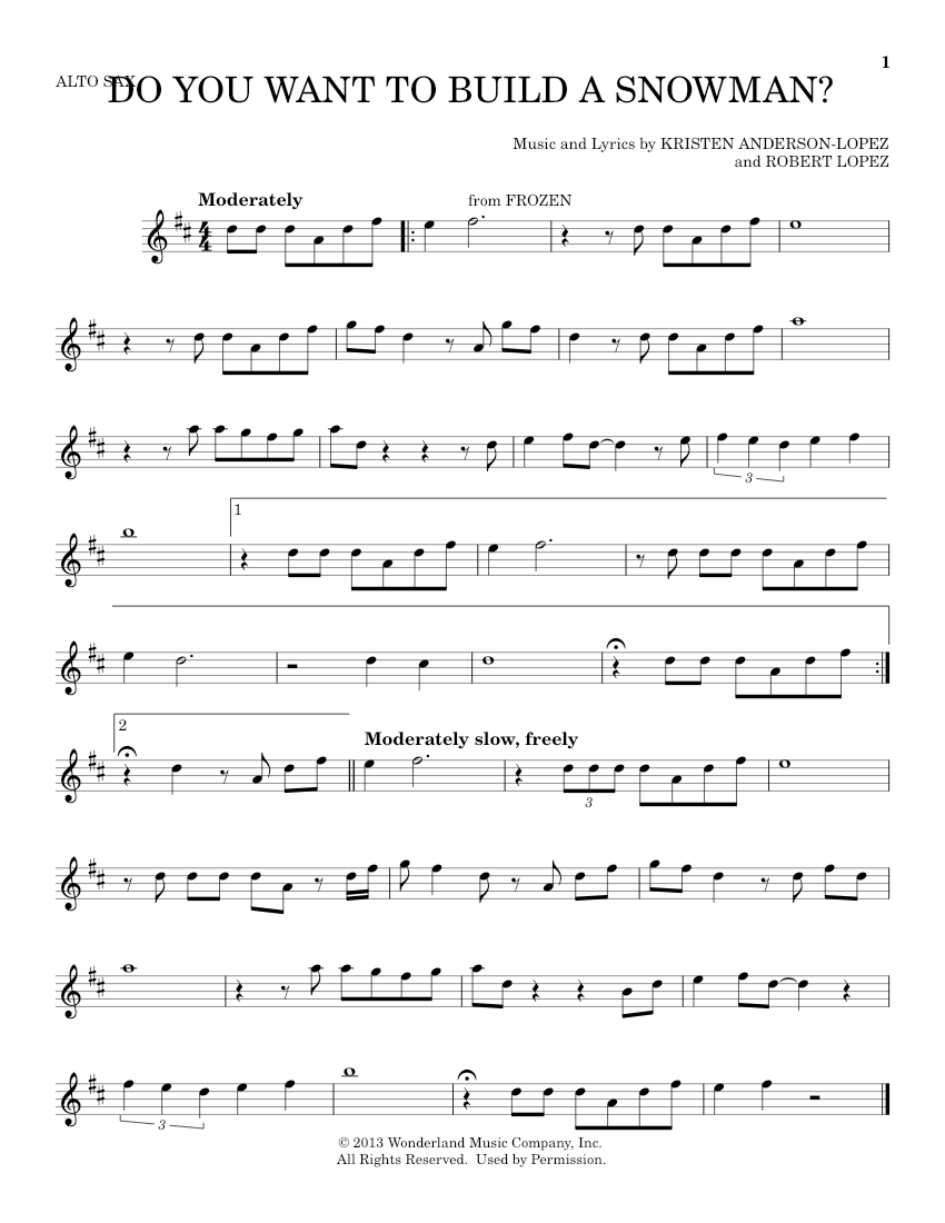 Play Official version of Do You Want to Build a Snowman? Sheet Music by ...