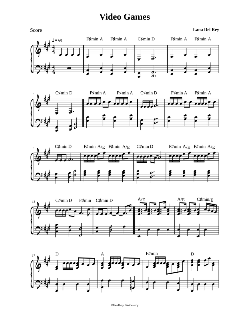 Video_Games Sheet music for Piano (Solo) | Musescore.com