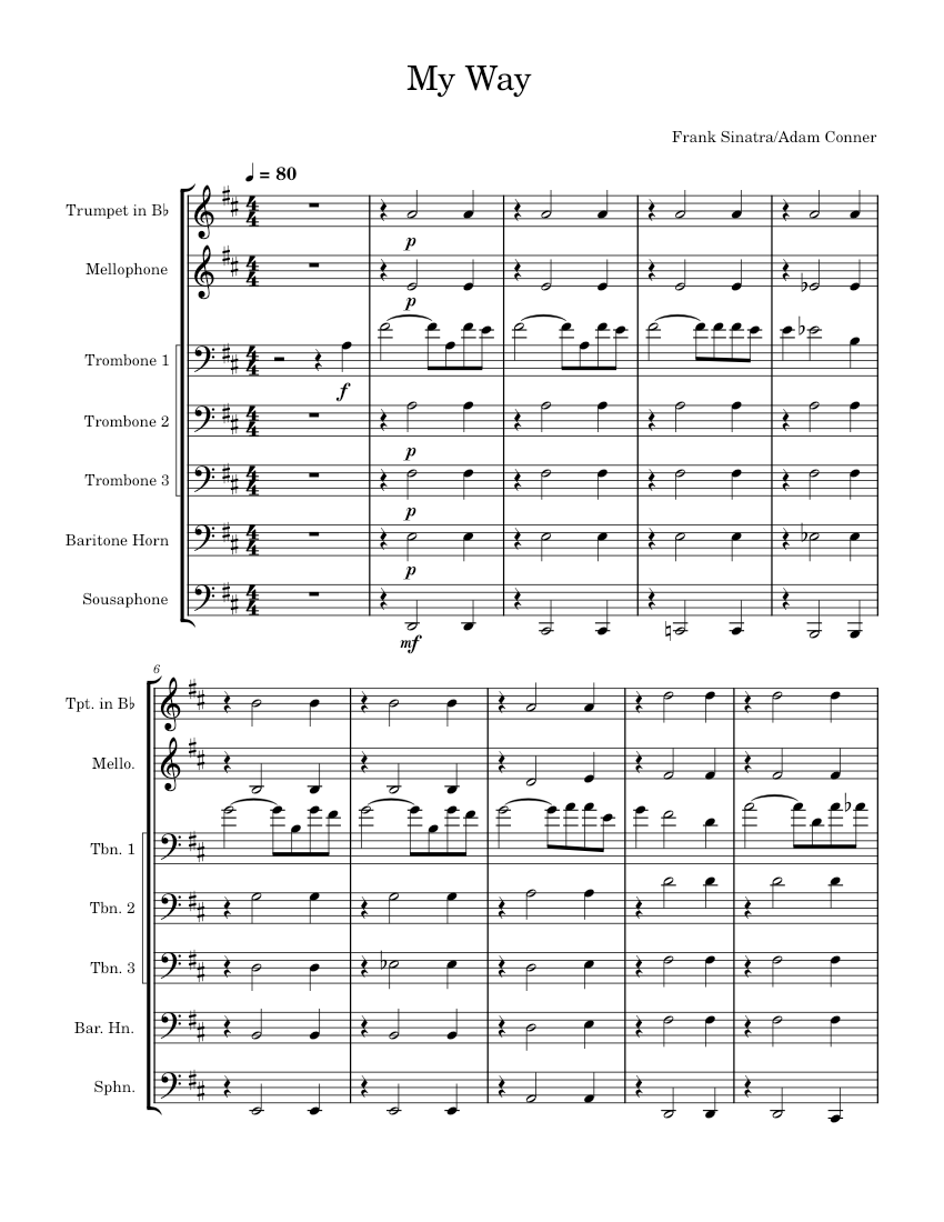 My way – Frank Sinatra Sheet Music for Trombone, Tuba, French horn ...