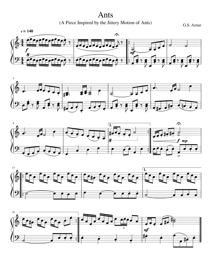 Ants Sheet music for Piano (Solo) | Musescore.com