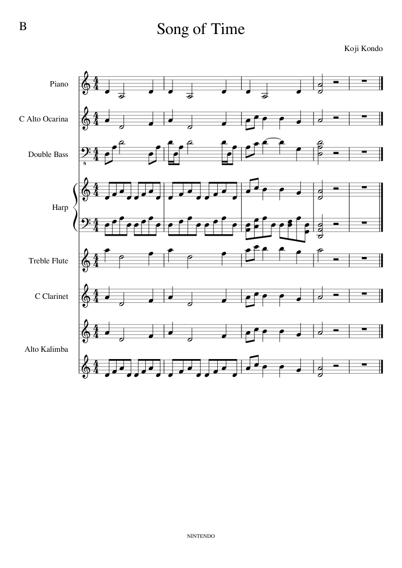 Song of Time Sheet music for Piano, Flute, Contrabass, Harp & more ...