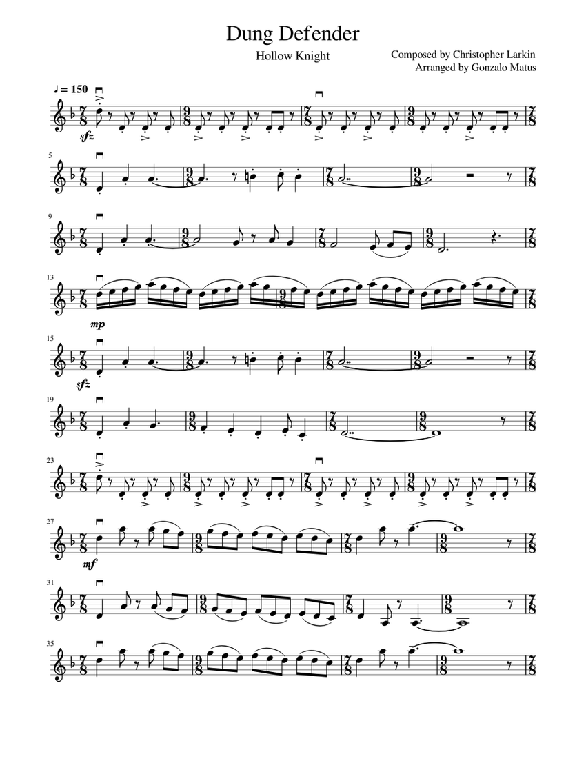 Dung Defender - Volin Solo Sheet music for Violin (Solo) | Musescore.com