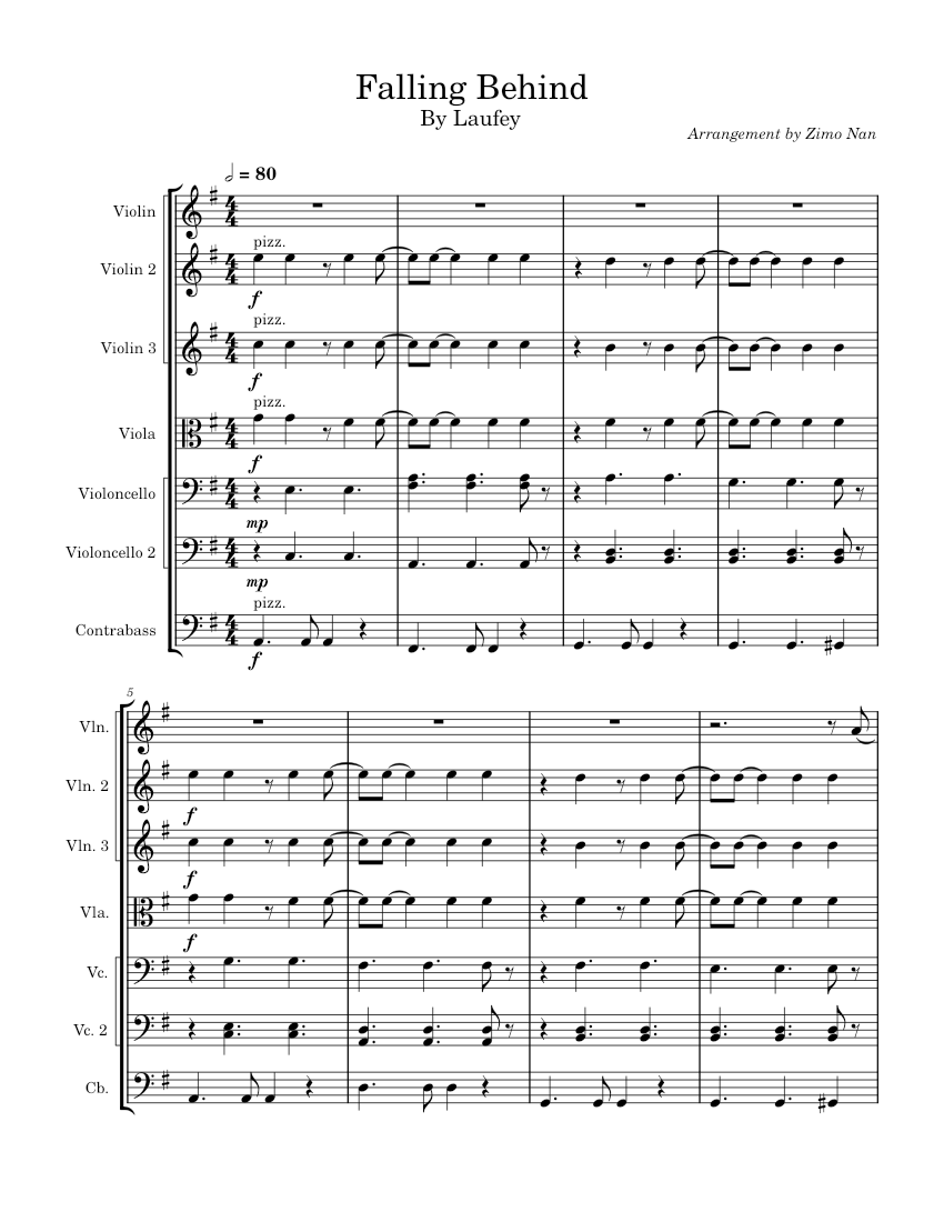 Falling Behind – Laufey Laufey - Falling Behind Sheet Music for Violin ...