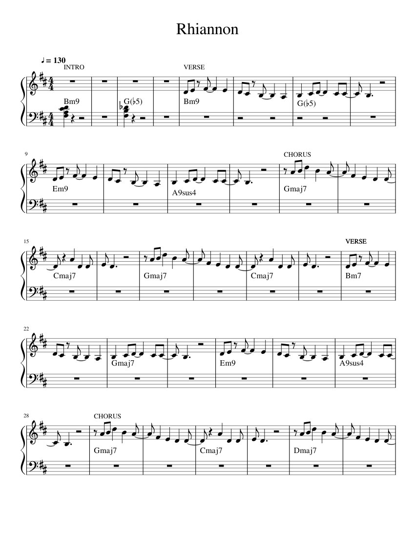 Rhiannon Reharmonisation Fleetwood Mac Sheet music for Piano (Solo ...