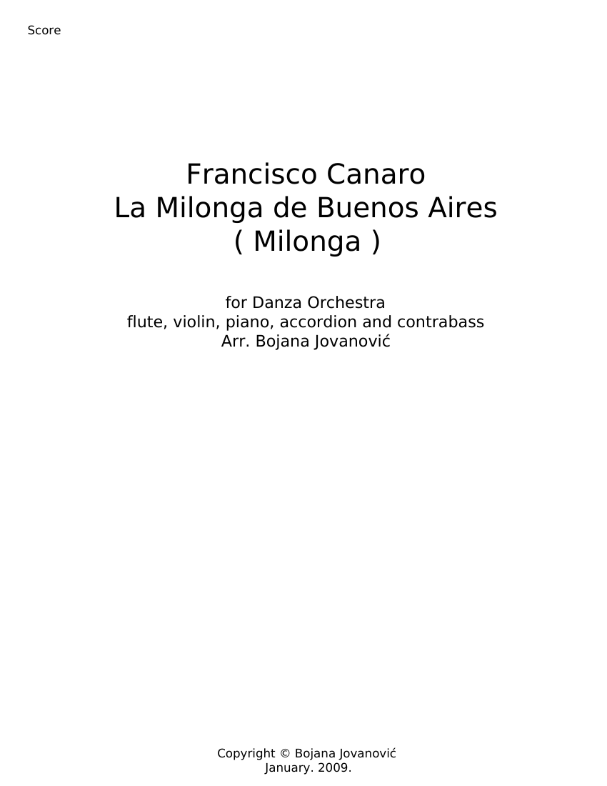 La milonga de Buenos Aires - Francisco Canaro Sheet music for Piano ...